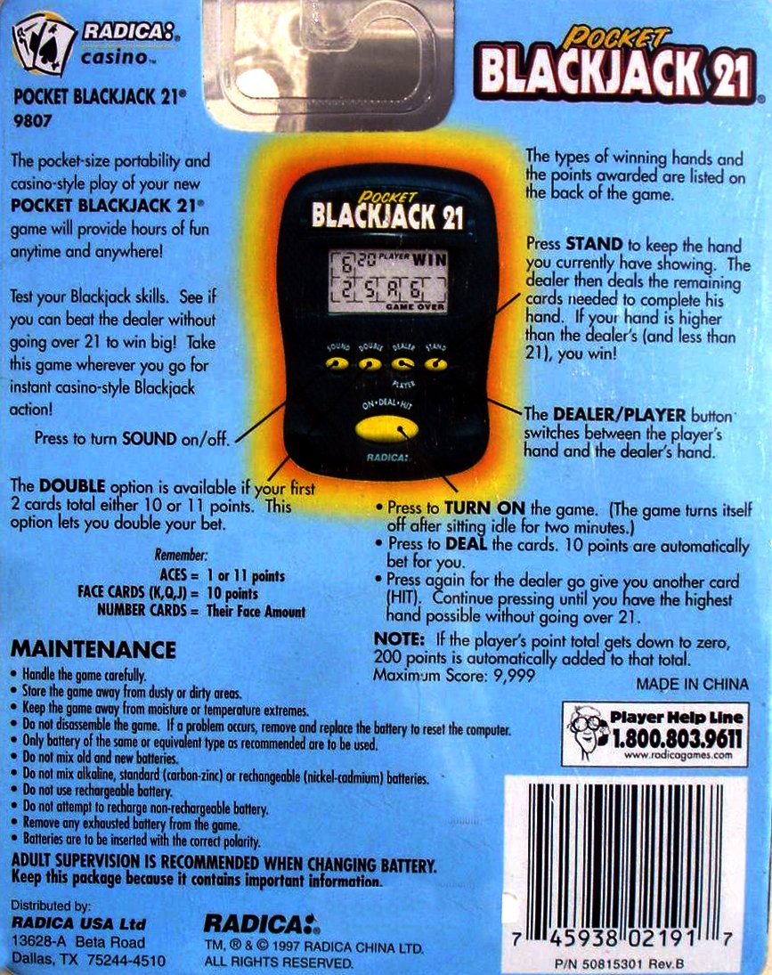 Pocket Blackjack 21 Electronic Handheld Game (1997 Edition)