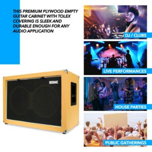 Seismic Audio - 12" GUITAR SPEAKER CABINET EMPTY - 7 Ply Birch - 2x12 Speakerless Cab NEW 212 Orange Tolex - Black Cloth Grill - Front or Rear Loading Options