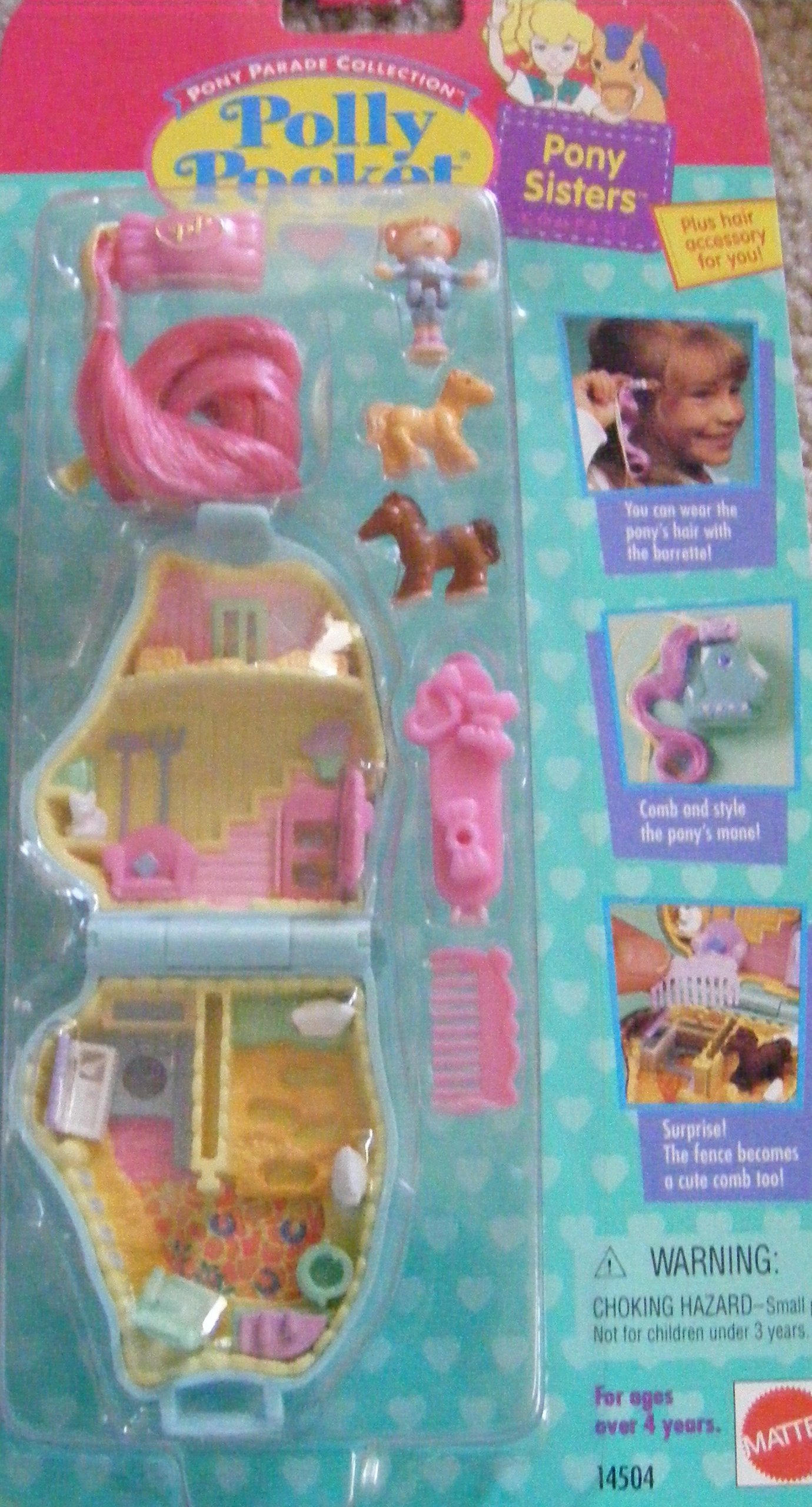 Polly Pocket Vintage Pony Sisters Compact (1995) Bluebird