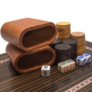 Yellow Mountain Imports Wooden Inlaid Backgammon Set, Dorne - with Wooden Playing Pieces and Accessories, 13-inch Board