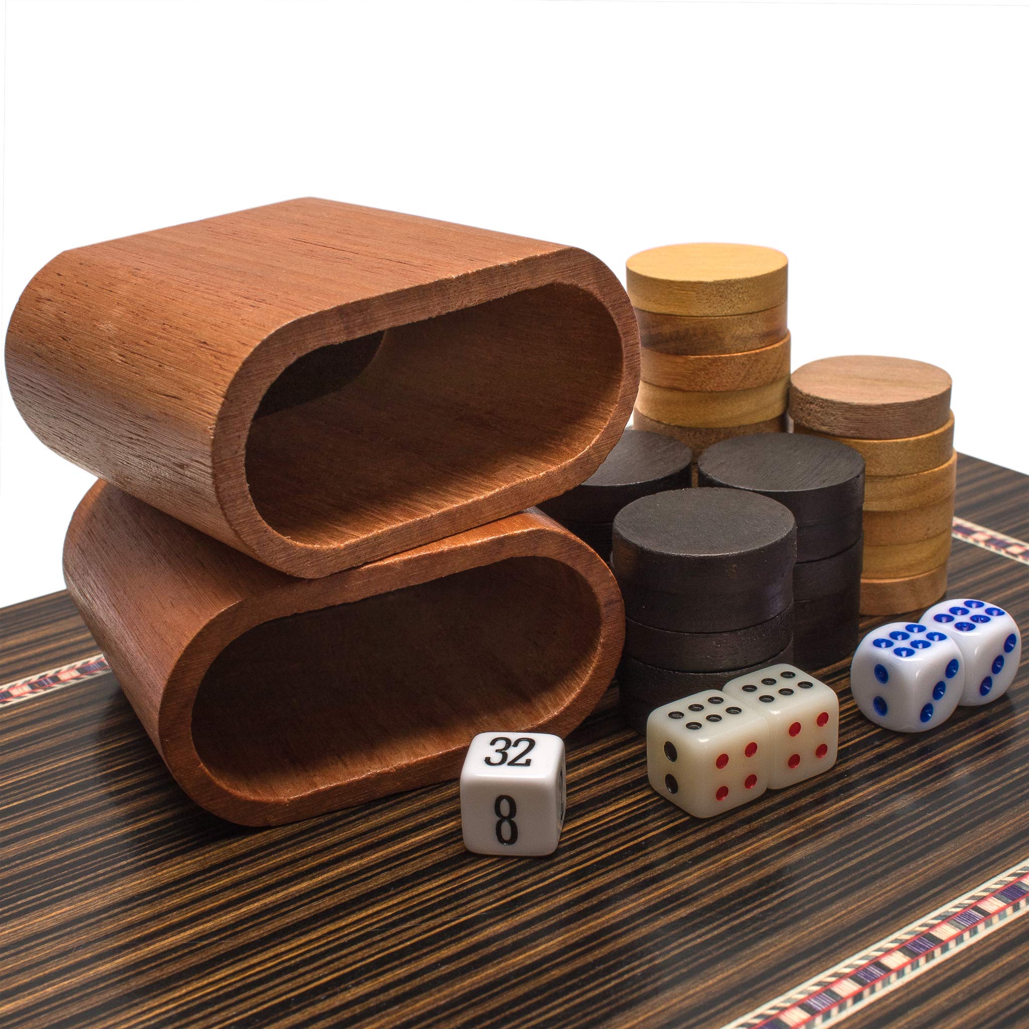 Yellow Mountain Imports Wooden Inlaid Backgammon Set, Dorne - with Wooden Playing Pieces and Accessories, 13-inch Board