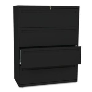 hon 794lp four-drawer lateral file, 42w x 18d x 52.5h, black file cabinet, sold as 1 each