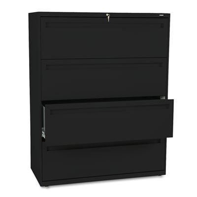 HON 794LP Four-Drawer Lateral File, 42w x 18d x 52.5h, Black File Cabinet, Sold as 1 Each