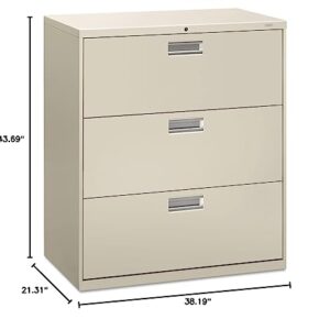 HON 683LQ 600 Series Three-Drawer Lateral File, 36w x 19-1/4d, Light Gray