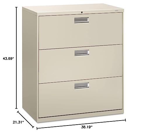 HON 683LQ 600 Series Three-Drawer Lateral File, 36w x 19-1/4d, Light Gray