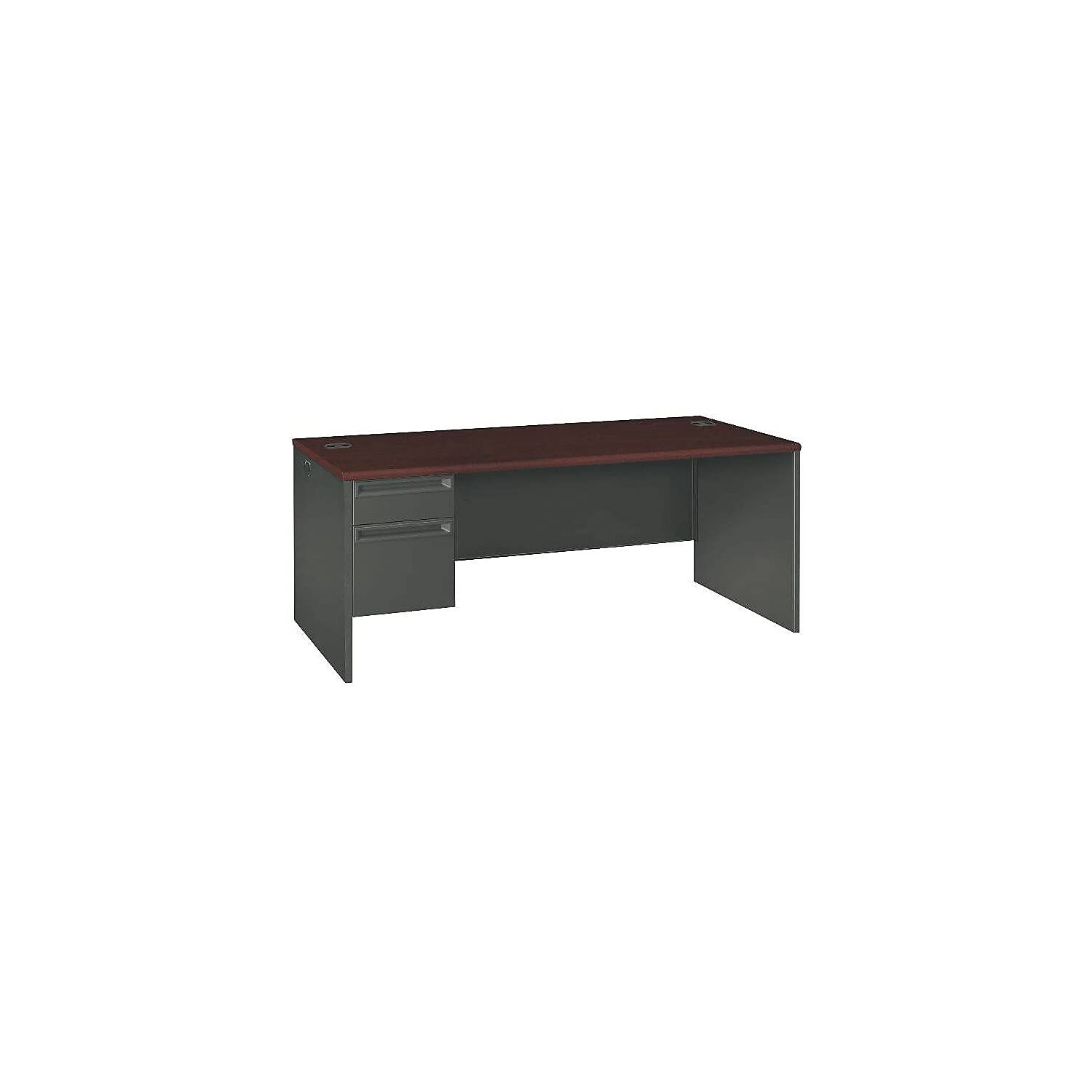 38000 Series Left Pedestal Desk, 72w x 36d x 29-1/2h, Mahogany/Charcoal