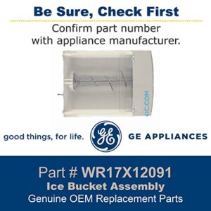 GE WR17X12091 Genuine OEM Ice Bucket Assembly (White) for GE Refrigerators