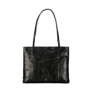 maxwell scott - womens luxury leather classic shopper tote bag purse - handmade from italian hides - the athenea black