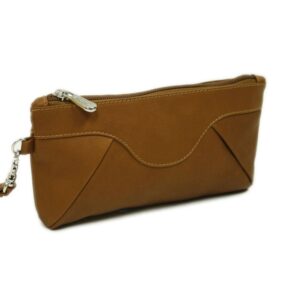 piel leather rainbow wristlet, saddle, one size