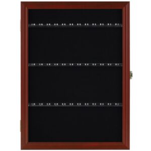 36 Spoon Display Case Cabinet Holder Rack Shadow Box with Lockable Door, Dark Cherry Finish (SP01-DC)