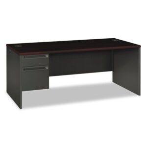 38000 series left pedestal desk, 72w x 36d x 29-1/2h, mahogany/charcoal