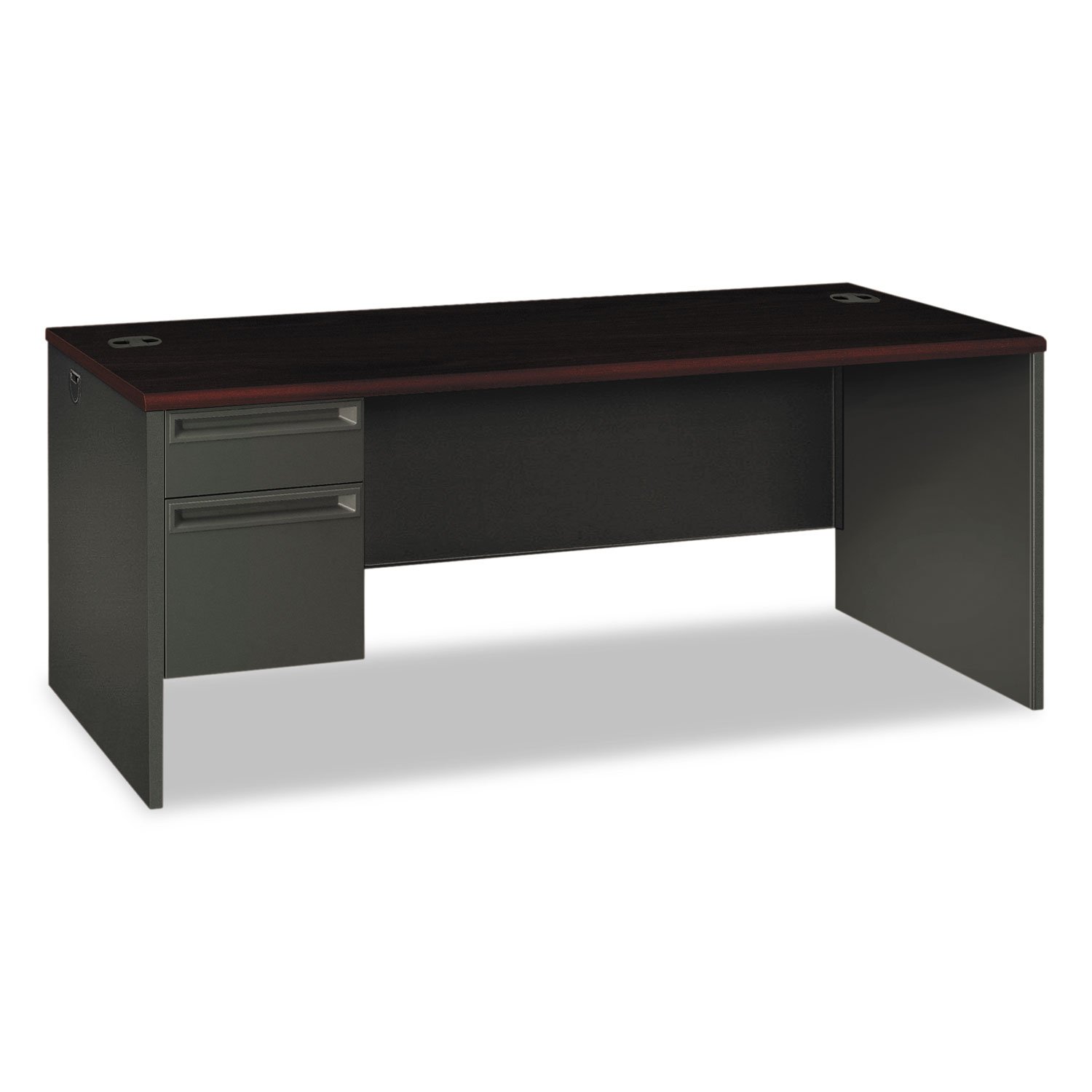 38000 Series Left Pedestal Desk, 72w x 36d x 29-1/2h, Mahogany/Charcoal