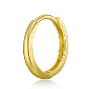 14k REAL Yellow Gold 2mm Thickness Hoop Huggie Earrings (11 x 11 mm)