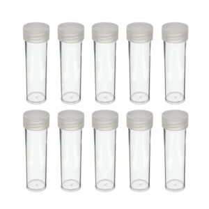 coin storage tubes, round clear plastic w/ screw on tops for cents / pennies (quantity of 10 tubes)