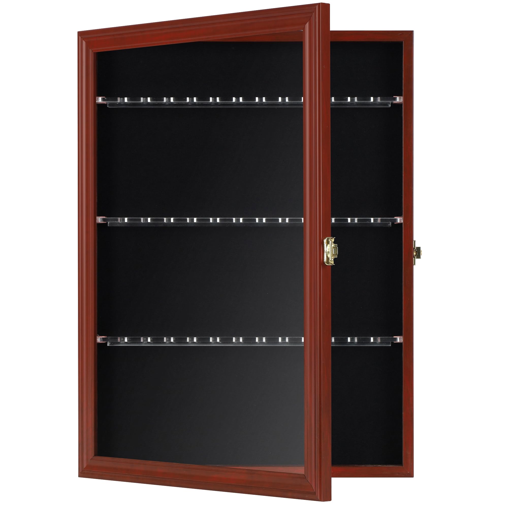 36 Spoon Display Case Cabinet Holder Rack Shadow Box with Lockable Door, Dark Cherry Finish (SP01-DC)