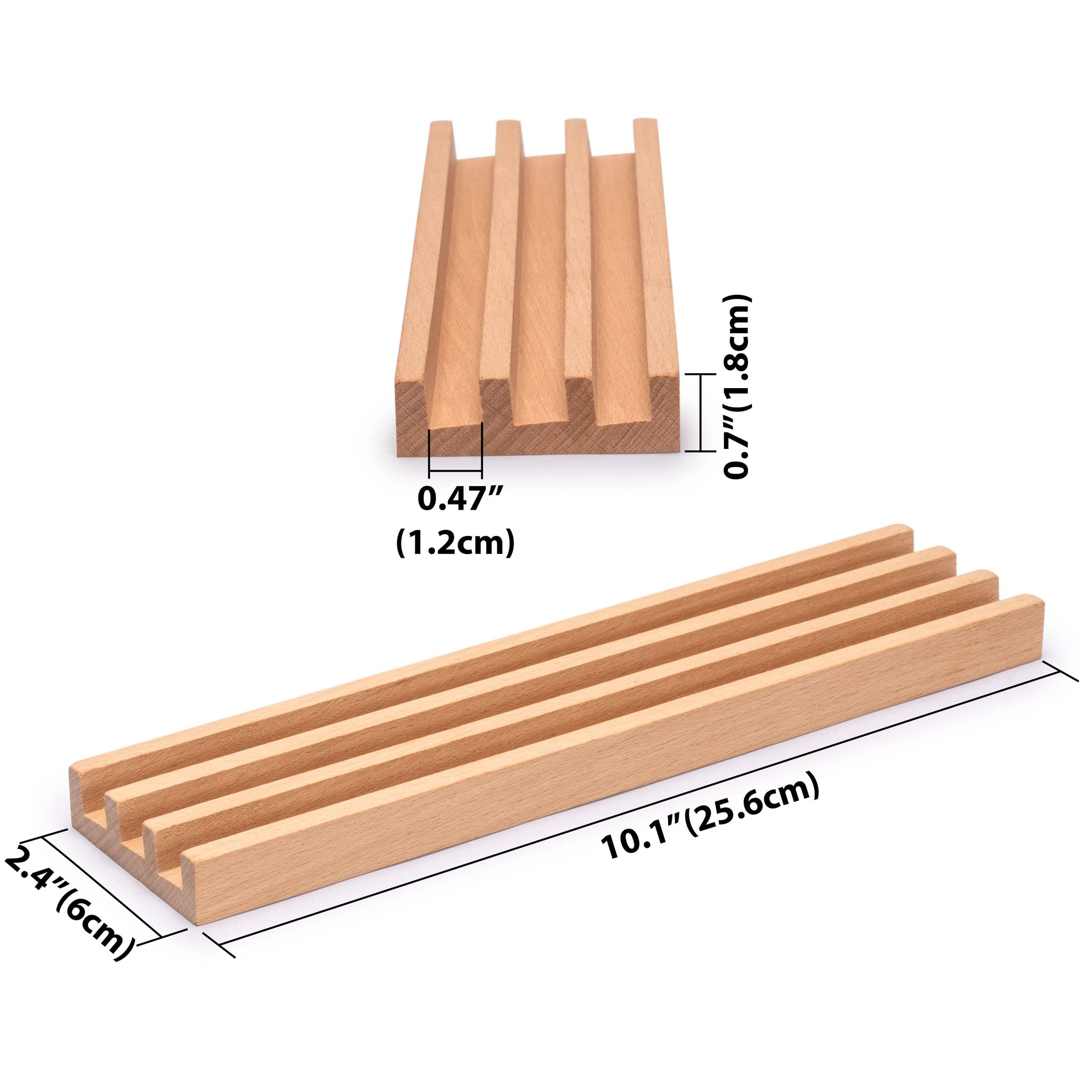 Yellow Mountain Imports Premium Beechwood Domino Racks/Trays (10-Inch) - Set of 4 - Domino Holders for Mexican Train, Chickenfoot and Other Domino Games