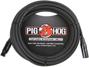 pig hog phm20 high performance 8mm xlr microphone cable, 20 feet,black