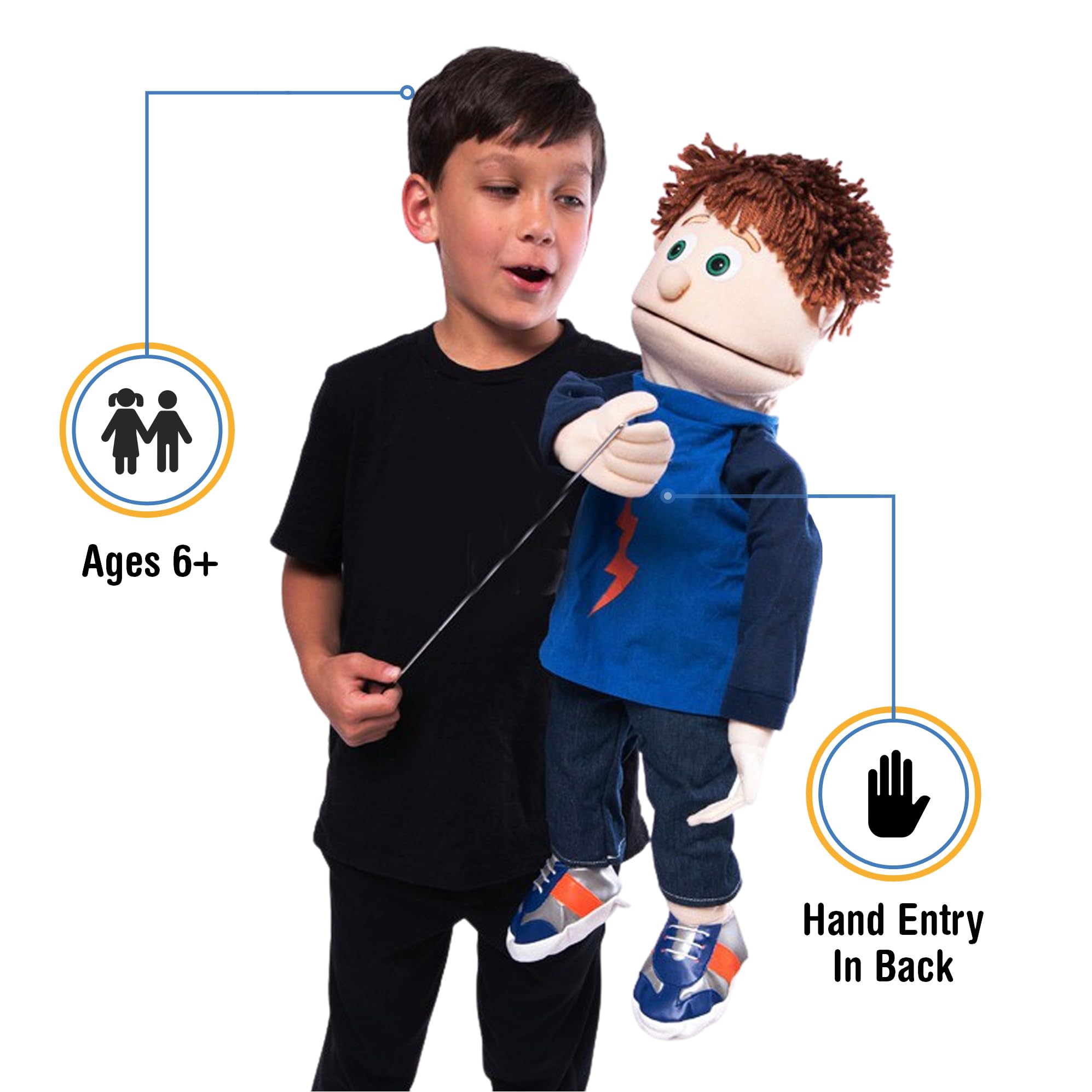 25" Tommy, Peach Boy, Full Body, Ventriloquist Style Puppet