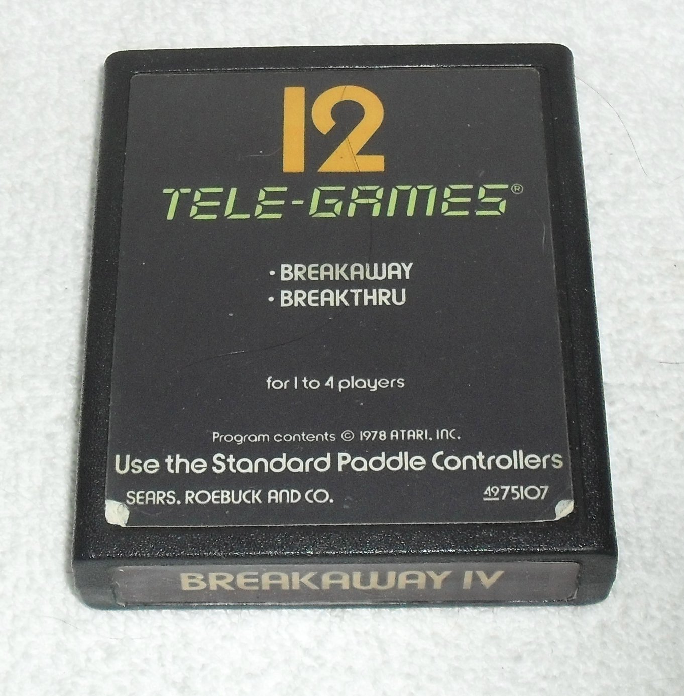 Sears Tele-Games Breakaway IV Atari 2600 cartridge and instructions