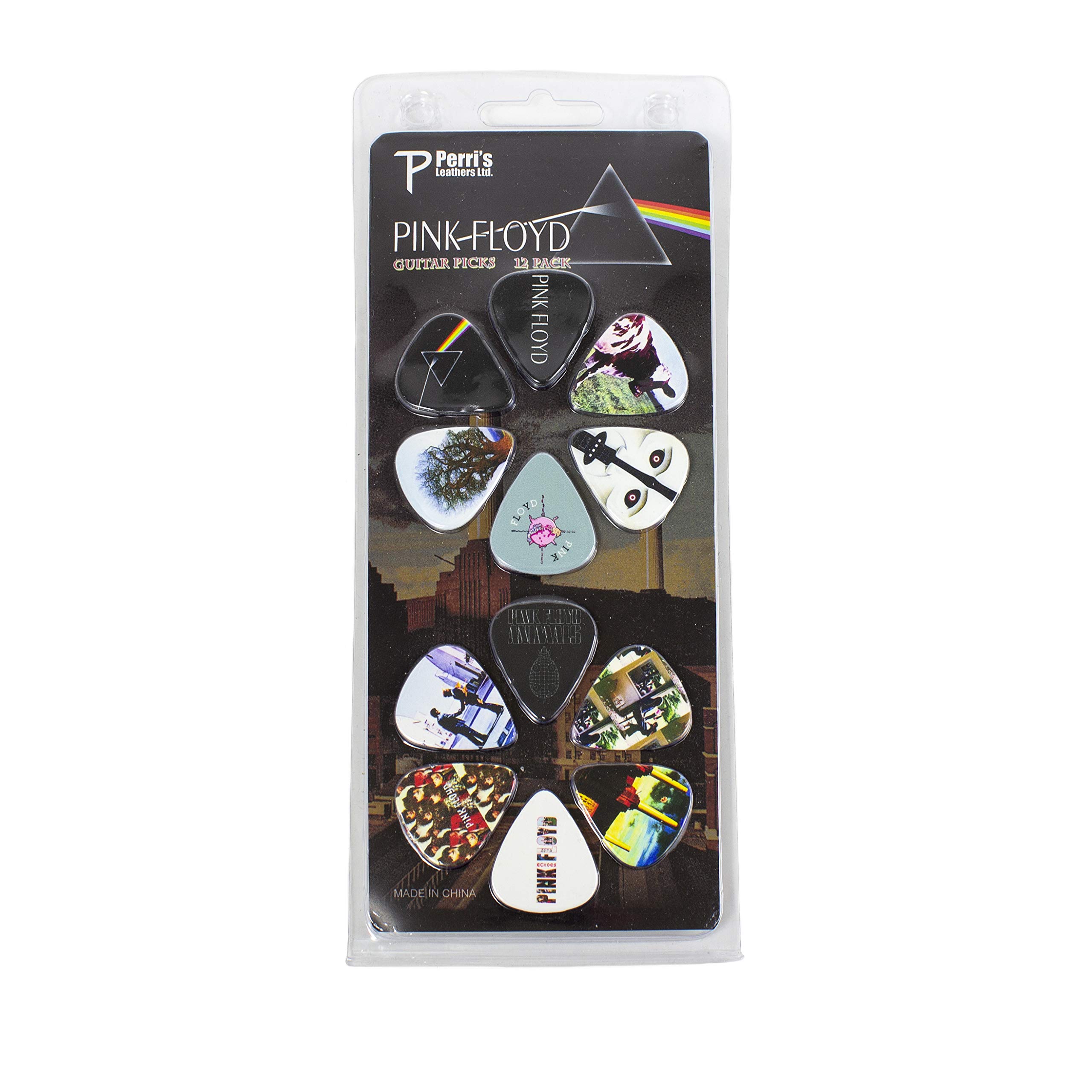 Perri's Leathers Ltd - Guitar Picks - Celluloid - Pink Floyd - Dark Side of the Moon - Official Licensed Product - Medium 0.71mm - 12 Pack - For Acoustic/Bass/Electric - Made in Canada (LP12-PF1)