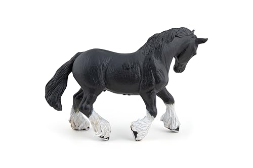 Papo - Hand-Painted - Figurine - Horses,Foals and Ponies - Black Shire Horse Figure-51517 - Collectible - for Children - Suitable for Boys and Girls - from 3 Years Old