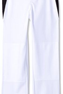 Rawlings Youth Relaxed Fit V-Notch Insert Baseball Pant, White with Black Insert, Youth X-Large