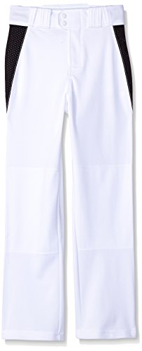 Rawlings Youth Relaxed Fit V-Notch Insert Baseball Pant, White with Black Insert, Youth X-Large