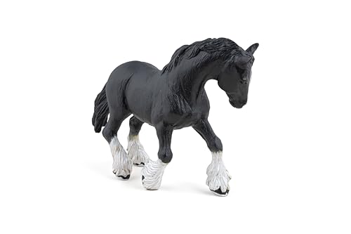 Papo - Hand-Painted - Figurine - Horses,Foals and Ponies - Black Shire Horse Figure-51517 - Collectible - for Children - Suitable for Boys and Girls - from 3 Years Old