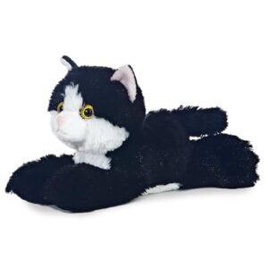 aurora® adorable mini flopsie™ maynard™ stuffed animal - playful ease - timeless companions - black 8 inches