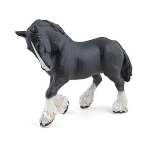 Papo - Hand-Painted - Figurine - Horses,Foals and Ponies - Black Shire Horse Figure-51517 - Collectible - for Children - Suitable for Boys and Girls - from 3 Years Old