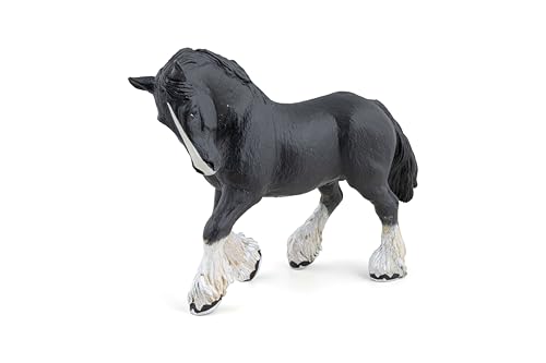 Papo - Hand-Painted - Figurine - Horses,Foals and Ponies - Black Shire Horse Figure-51517 - Collectible - for Children - Suitable for Boys and Girls - from 3 Years Old