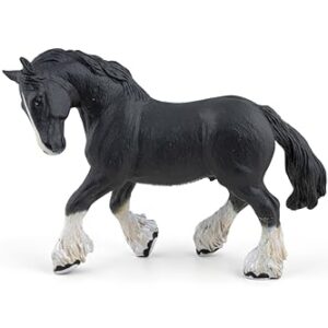 Papo - Hand-Painted - Figurine - Horses,Foals and Ponies - Black Shire Horse Figure-51517 - Collectible - for Children - Suitable for Boys and Girls - from 3 Years Old