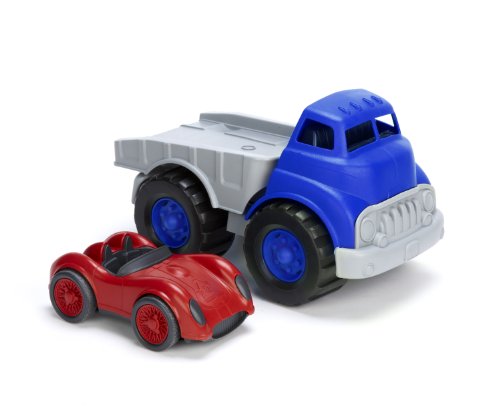 Green Toys Flat Bed Truck Blue/Grey & Race Car Red, 12 months - 6 years