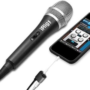 IK Multimedia iRig Mic Handheld Condenser Microphone for Mobile Devices, Metal Housing, 3.5mm Jack for iPhone, iPad, iPod Touch, and Android Devices Plus Headphone Output