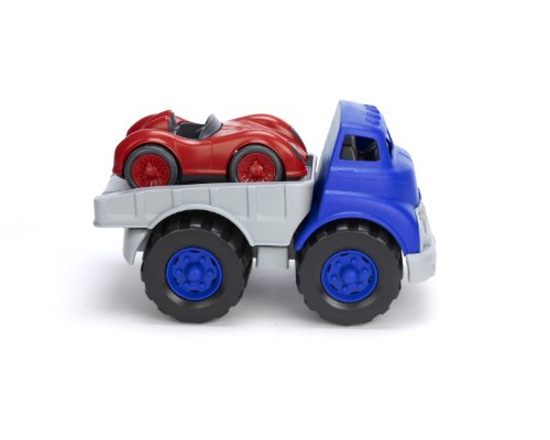 Green Toys Flat Bed Truck Blue/Grey & Race Car Red, 12 months - 6 years