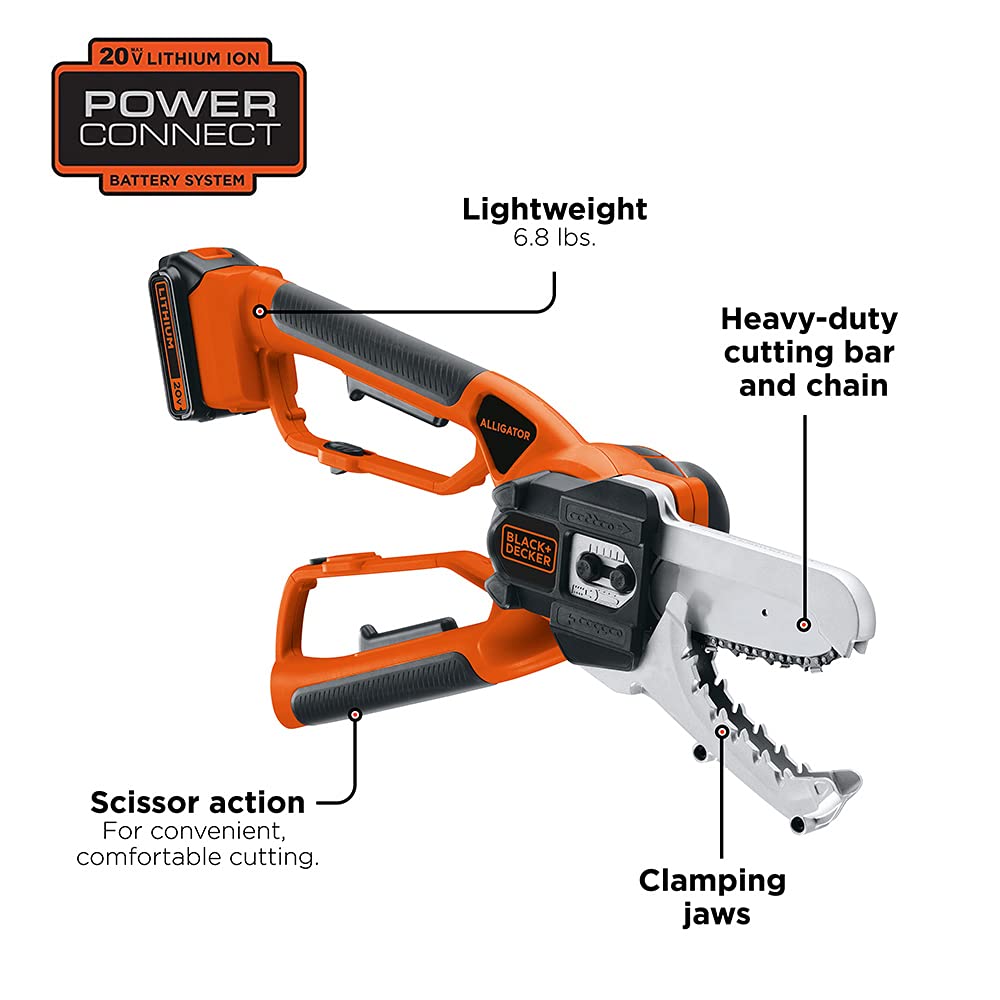 BLACK+DECKER 20V MAX* Cordless Chainsaw, Alligator Lopper (LLP120)