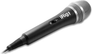 ik multimedia irig mic handheld condenser microphone for mobile devices, metal housing, 3.5mm jack for iphone, ipad, ipod touch, and android devices plus headphone output