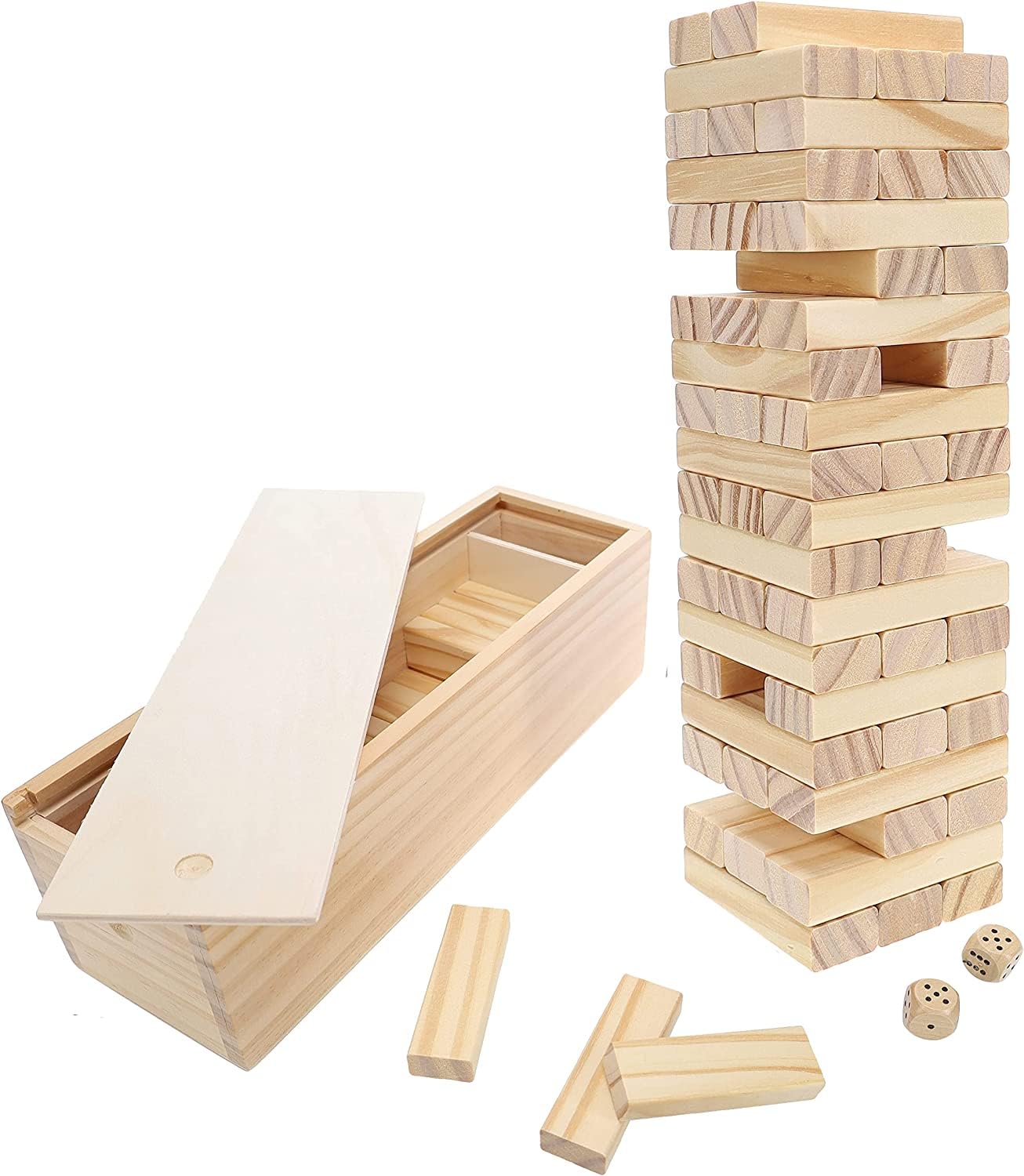 WE Games Wooden Block Stacking Party Game for Adults, Tumble Tower Wedding Guest Book Alternative, Tabletop Games, Includes Storage Case, 12 inches