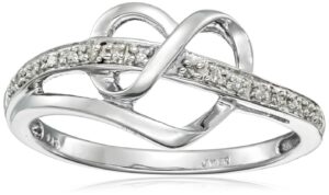 amazon essentials sterling silver diamond accent heart ring, size 8