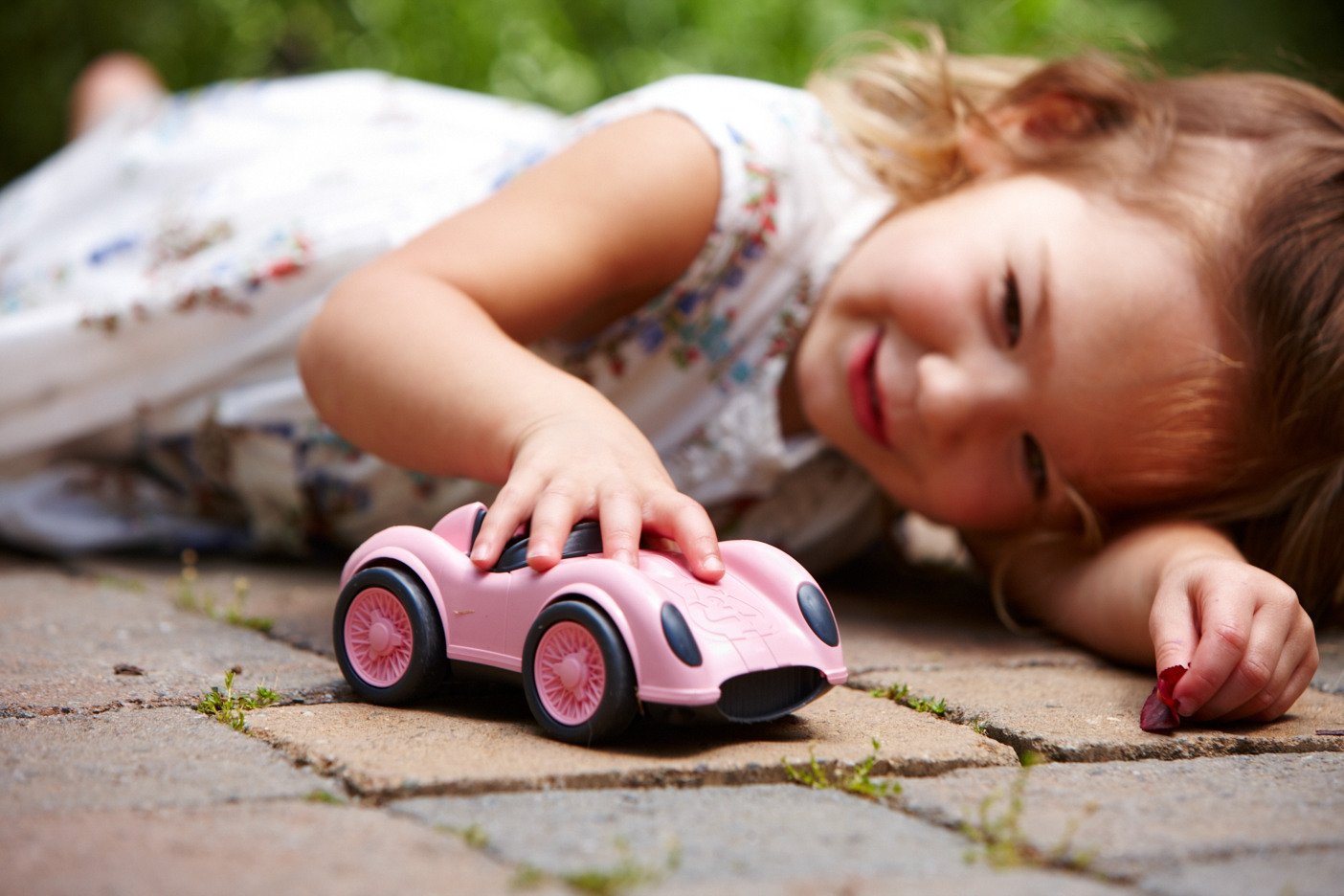 Green Toys Race Car, Pink - Pretend Play, Motor Skills, Kids Toy Vehicle. No BPA, phthalates, PVC. Dishwasher Safe, Recycled Plastic, Made in USA.