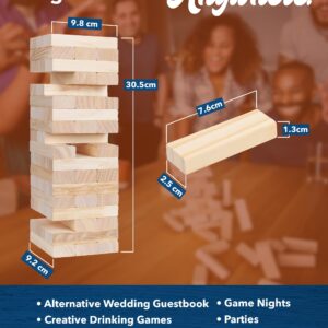 WE Games Wooden Block Stacking Party Game for Adults, Tumble Tower Wedding Guest Book Alternative, Tabletop Games, Includes Storage Case, 12 inches