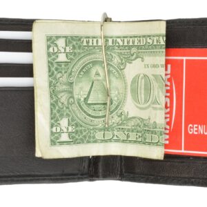 MARSHAL 100% Genuine Leather Bi-fold Money Clip Black #1162