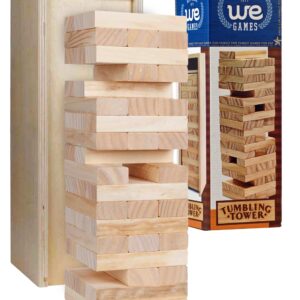 WE Games Wooden Block Stacking Party Game for Adults, Tumble Tower Wedding Guest Book Alternative, Tabletop Games, Includes Storage Case, 12 inches