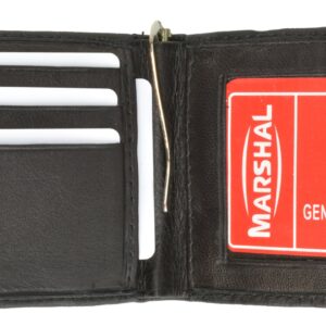 MARSHAL 100% Genuine Leather Bi-fold Money Clip Black #1162