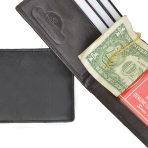 MARSHAL 100% Genuine Leather Bi-fold Money Clip Black #1162