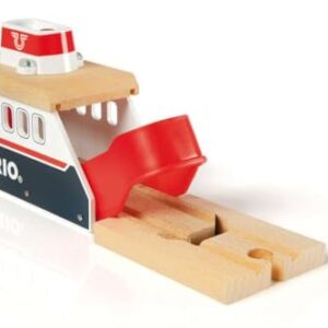 BRIO World 33569 - Ferry Ship - 3 Piece Wooden Toy Train Set for Kids | Interactive Light and Sound Features | Compatible with All BRIO Train Tracks | Ideal for Ages 3 and Up