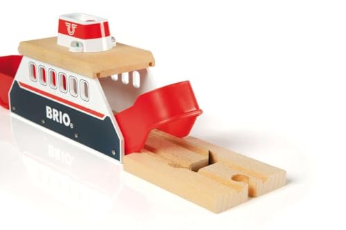 BRIO World 33569 - Ferry Ship - 3 Piece Wooden Toy Train Set for Kids | Interactive Light and Sound Features | Compatible with All BRIO Train Tracks | Ideal for Ages 3 and Up