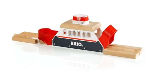 BRIO World 33569 - Ferry Ship - 3 Piece Wooden Toy Train Set for Kids | Interactive Light and Sound Features | Compatible with All BRIO Train Tracks | Ideal for Ages 3 and Up