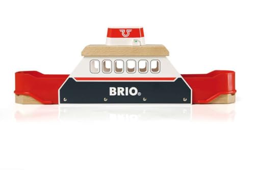 BRIO World 33569 - Ferry Ship - 3 Piece Wooden Toy Train Set for Kids | Interactive Light and Sound Features | Compatible with All BRIO Train Tracks | Ideal for Ages 3 and Up