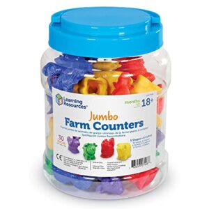 Learning Resources Jumbo Farm Counters - 30 Pieces, Ages 18+ months Toddler Learning Toys, Preschool Toys, Farm Animals for Kids